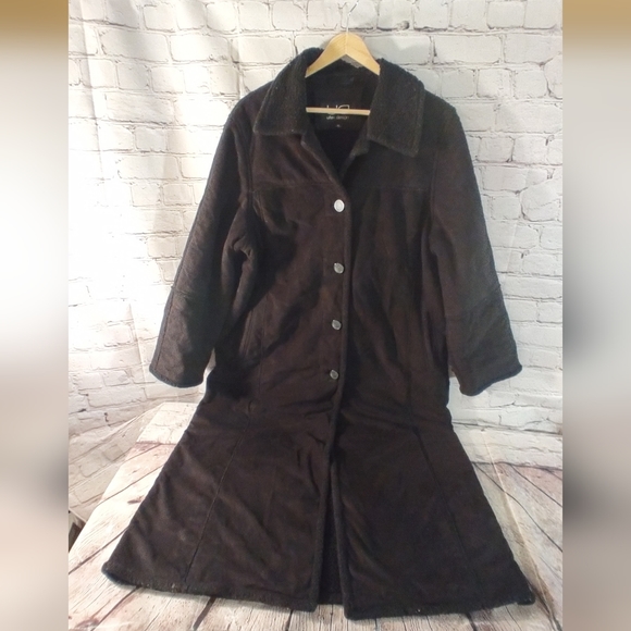 Utex | Jackets & Coats | Utex Long Black Faux Suede Sherpa Five Button ...